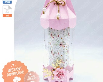 Cylinder Window Box Round With Lid Template, Party Favor Treat Box ...