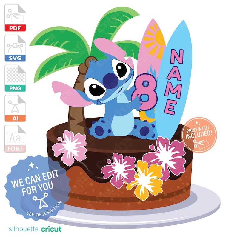 Topper de pastel de cumpleaños hawaiano, topper de pastel tropical ...