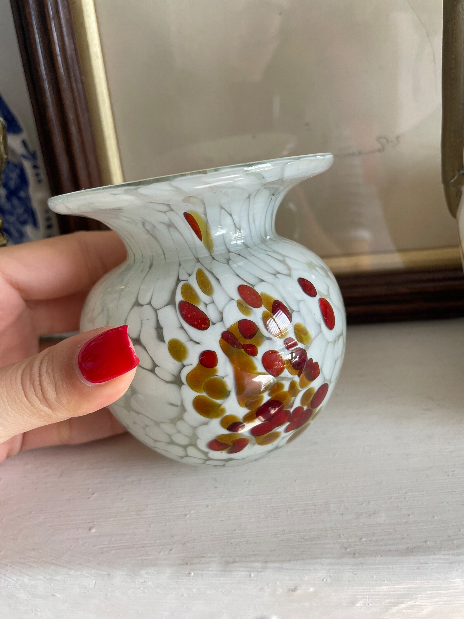 Vintage Mid-century Mdina Maltese Brown & White Vintage Glass 'side ...