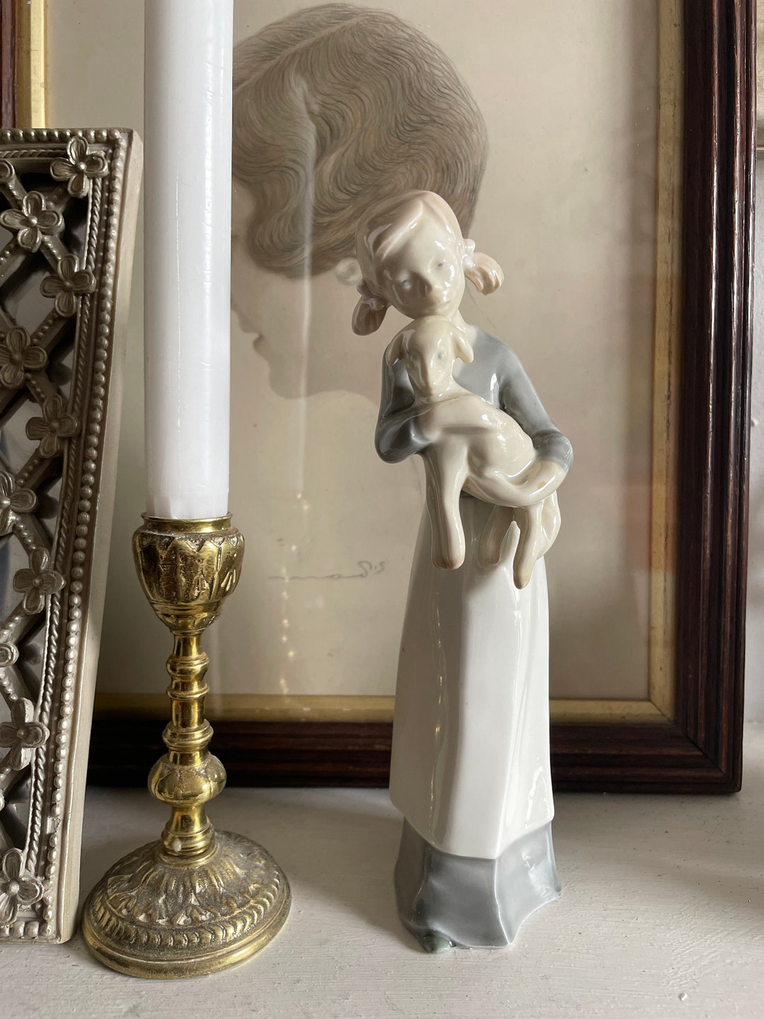 Vintage GDR Porcelain Figurine Girl With Lamb - Etsy