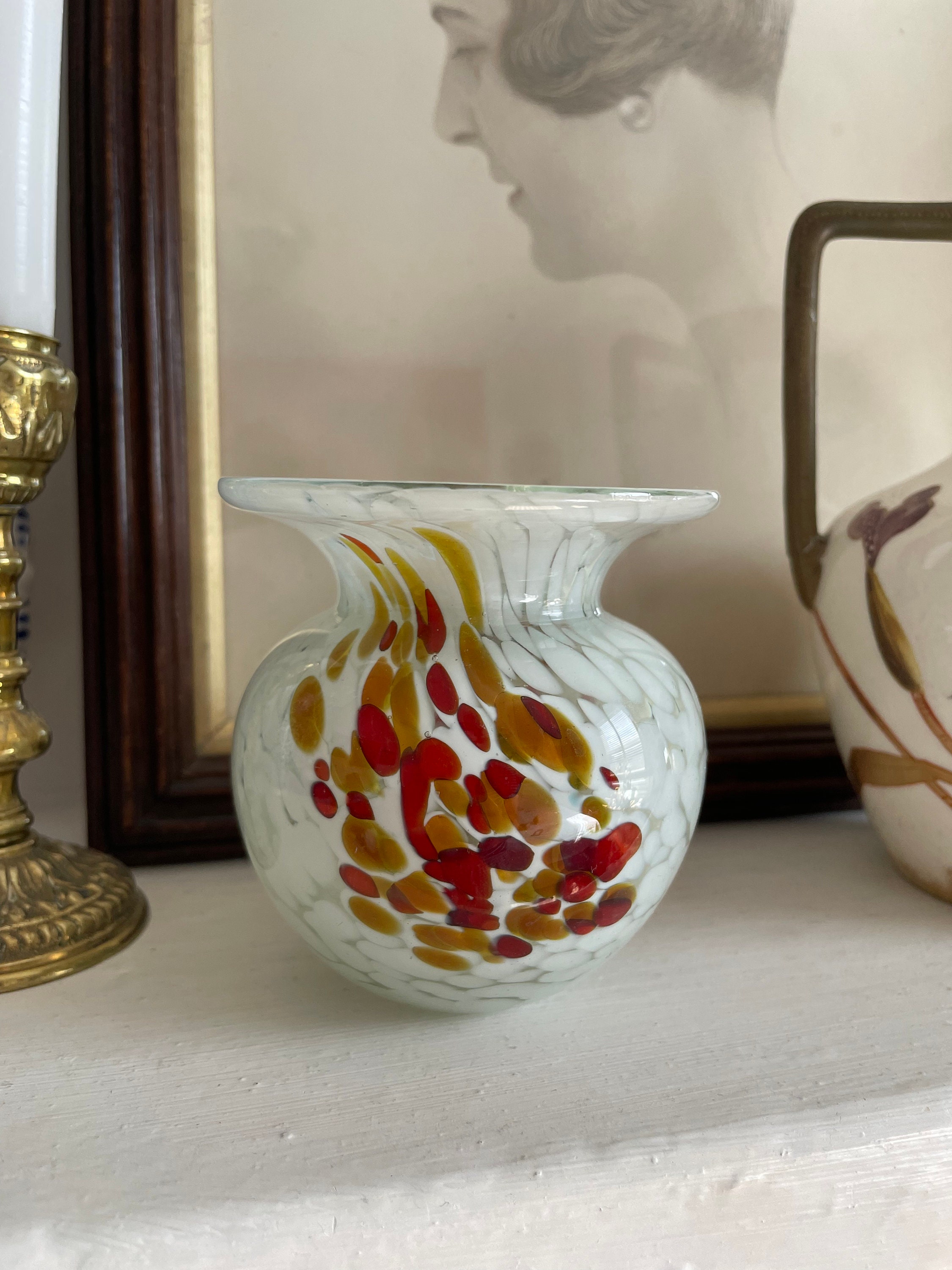 Vintage Mid-century Mdina Maltese Brown & White Vintage Glass 'side ...
