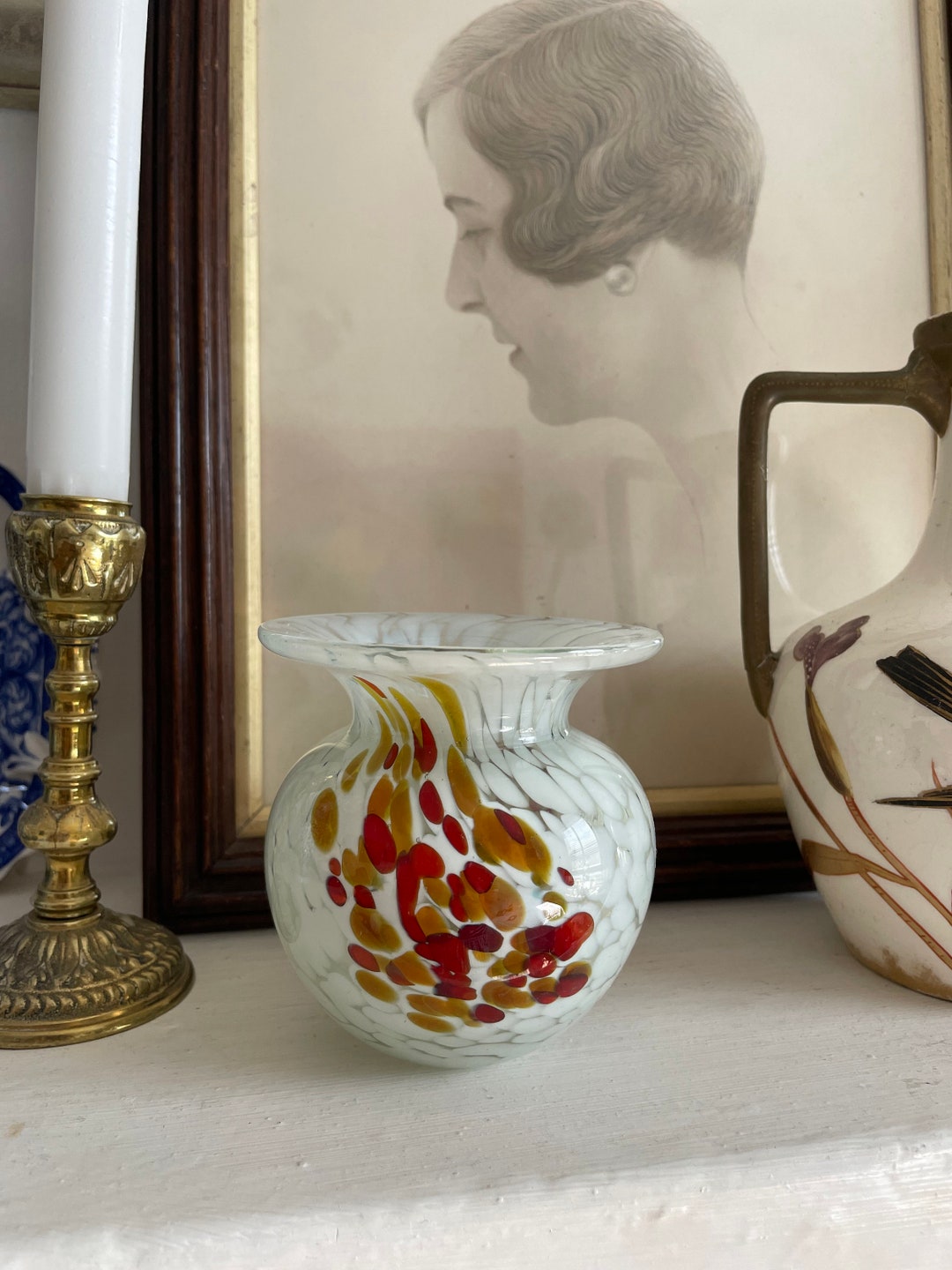 Vintage Mid-century Mdina Maltese Brown & White Vintage Glass 'side ...