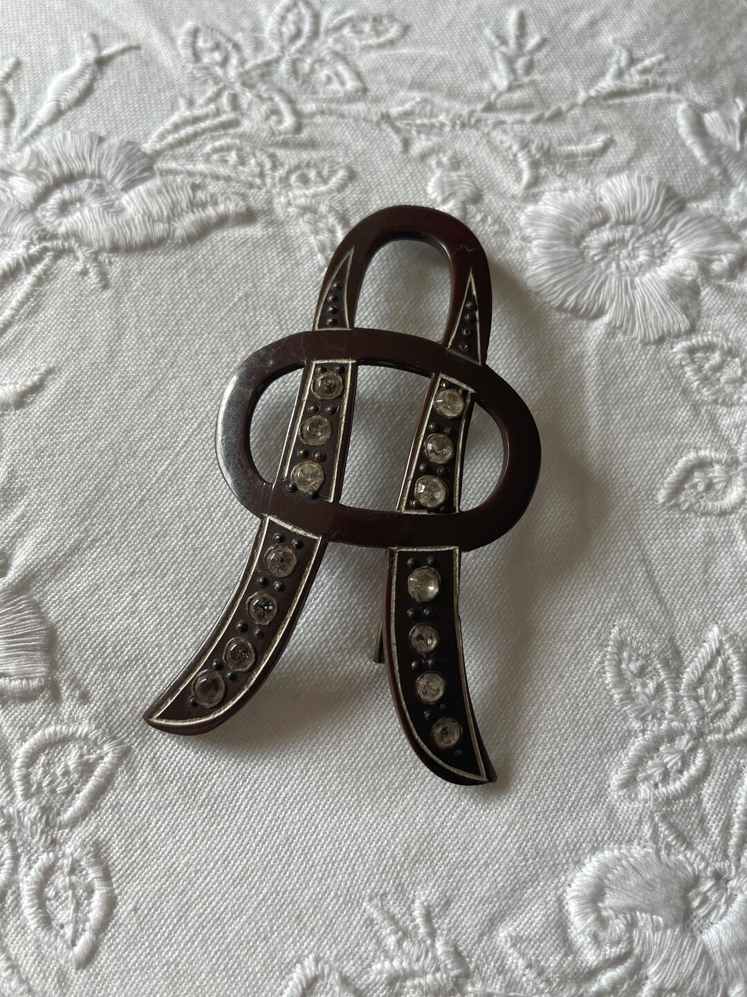 Antique 1920s Art Deco Flash Pin Diamanté Paste Stone Bakelite ...