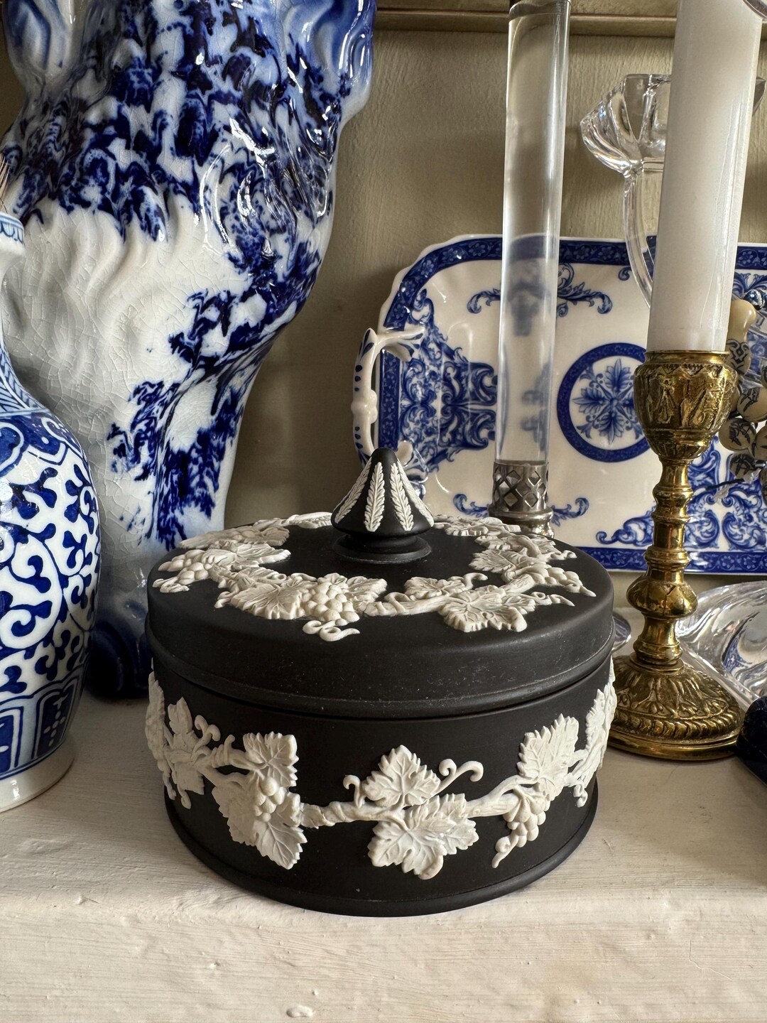 Vintage Wedgwood Black Basalt Jasperware Jewellery Trinket Box - Etsy