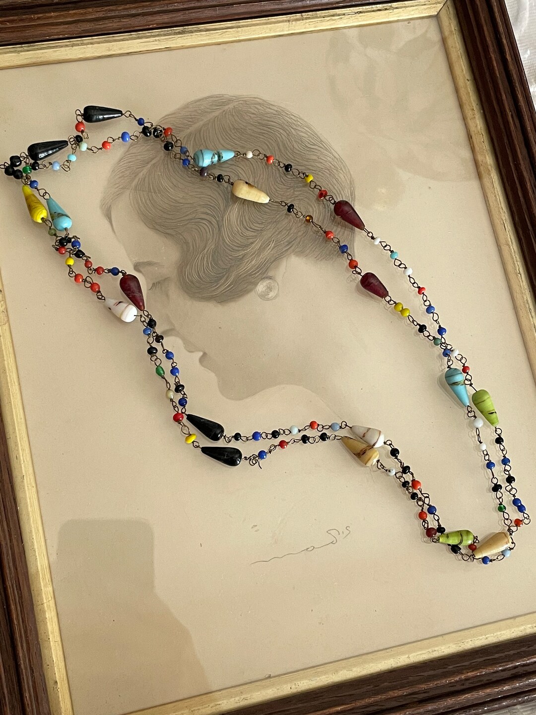 Art Deco 1920s Harlequin Czech Beaded Flapper Necklace - Etsy