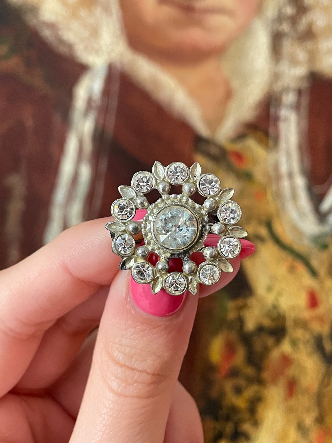 Antique Victorian Diamond Paste Round Brooch Pin C Clasp - Etsy