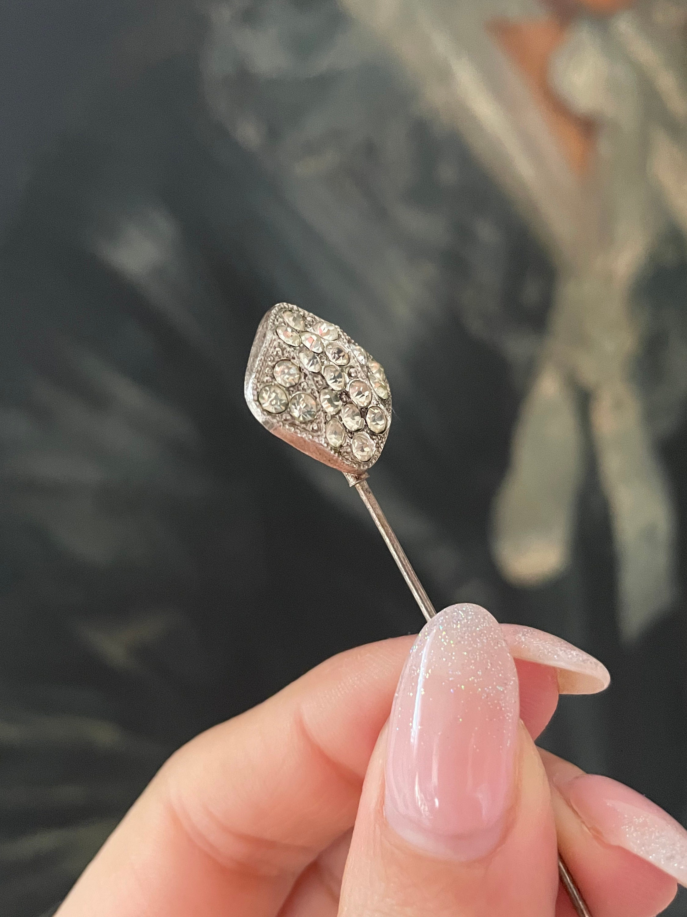 Antique Edwardian / Art Deco 1910s 1920s Clear Paste Stone Stick Pin - Etsy
