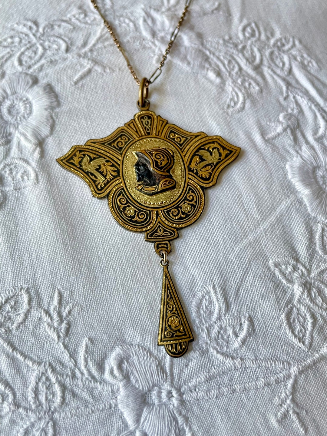 Very Rare Antique 19th Century Spanish Damascene Toledo Cameo Necklace ...