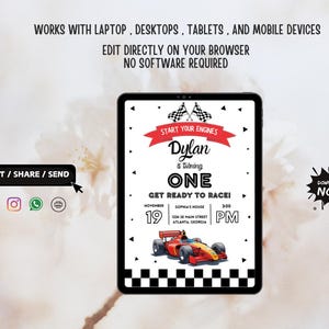 Race Car Birthday Invitation | Boys Sports Party, Canva Template ...