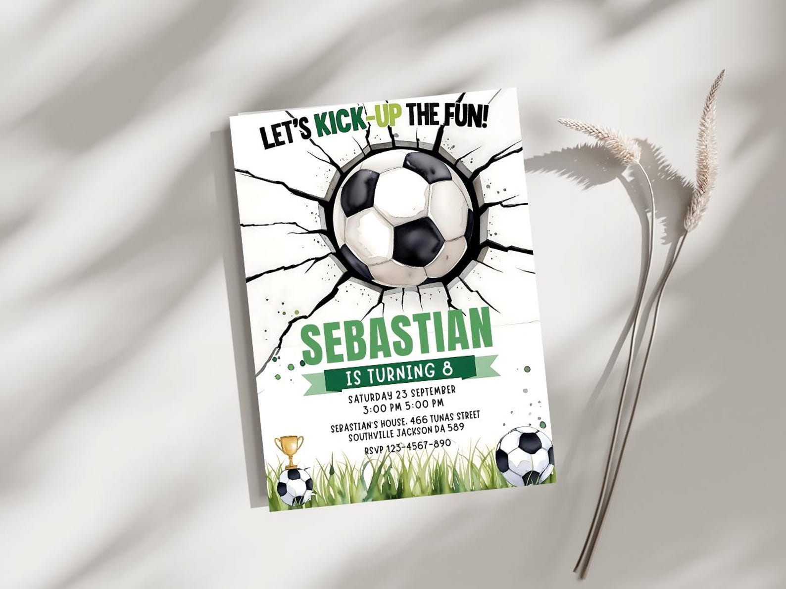 Editable Soccer Birthday Invitation Template, Boys Soccer Party ...