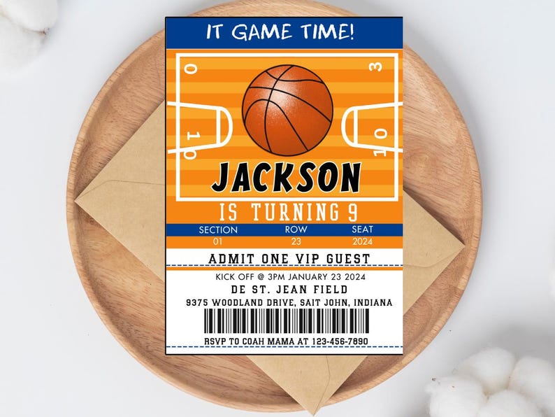 Basketball Birthday Invitation Template | Editable Sports Party Invite ...