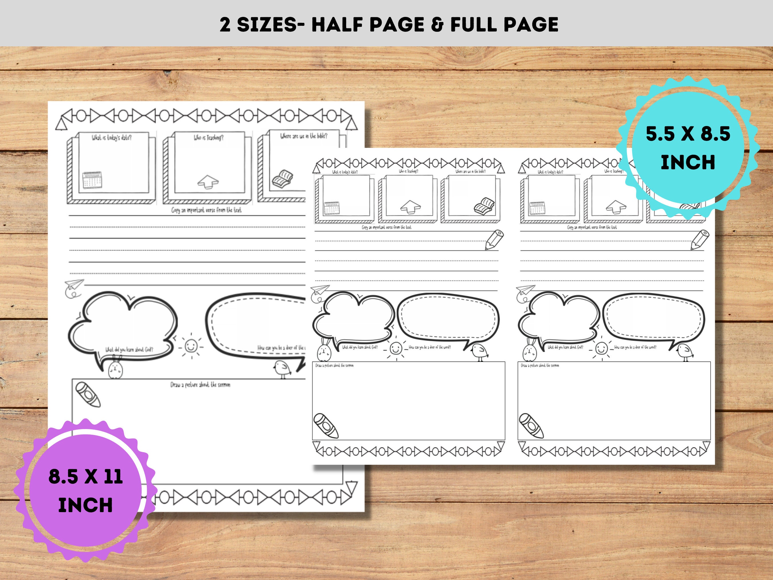 Kids Sermon Notes, Printable PDF, Letter Size, Half Page, Bible Study ...