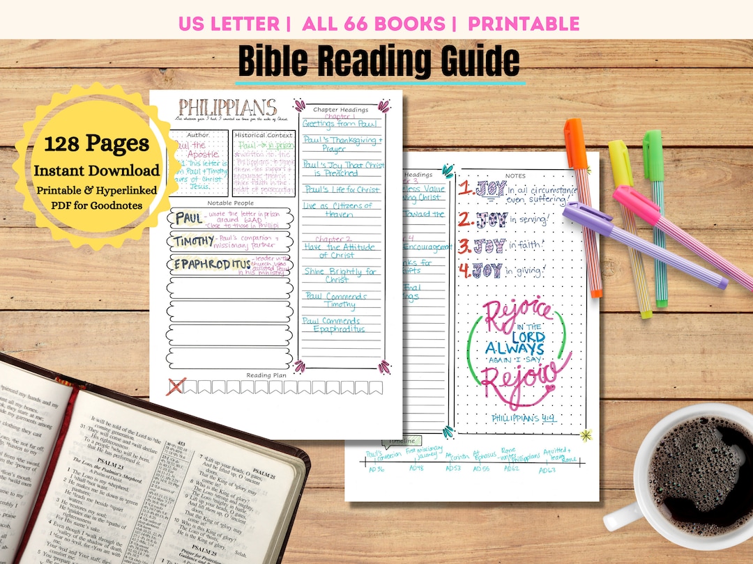 Bible Reading Guide, Letter Sized Printable PDF, Hyperlinked PDF, One ...