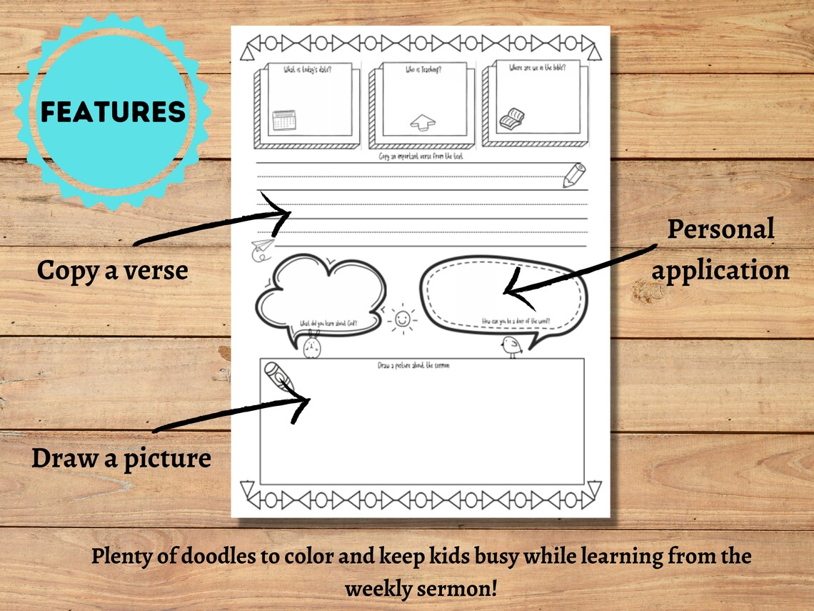 Kids Sermon Notes, Printable PDF, Letter Size, Half Page, Bible Study ...