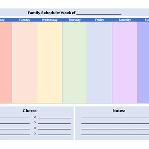 Weekly Family Schedule Printable PDF - Etsy