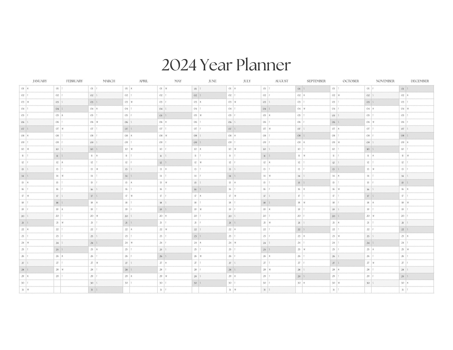 2024 Black and White Calendar/year Planner - Etsy