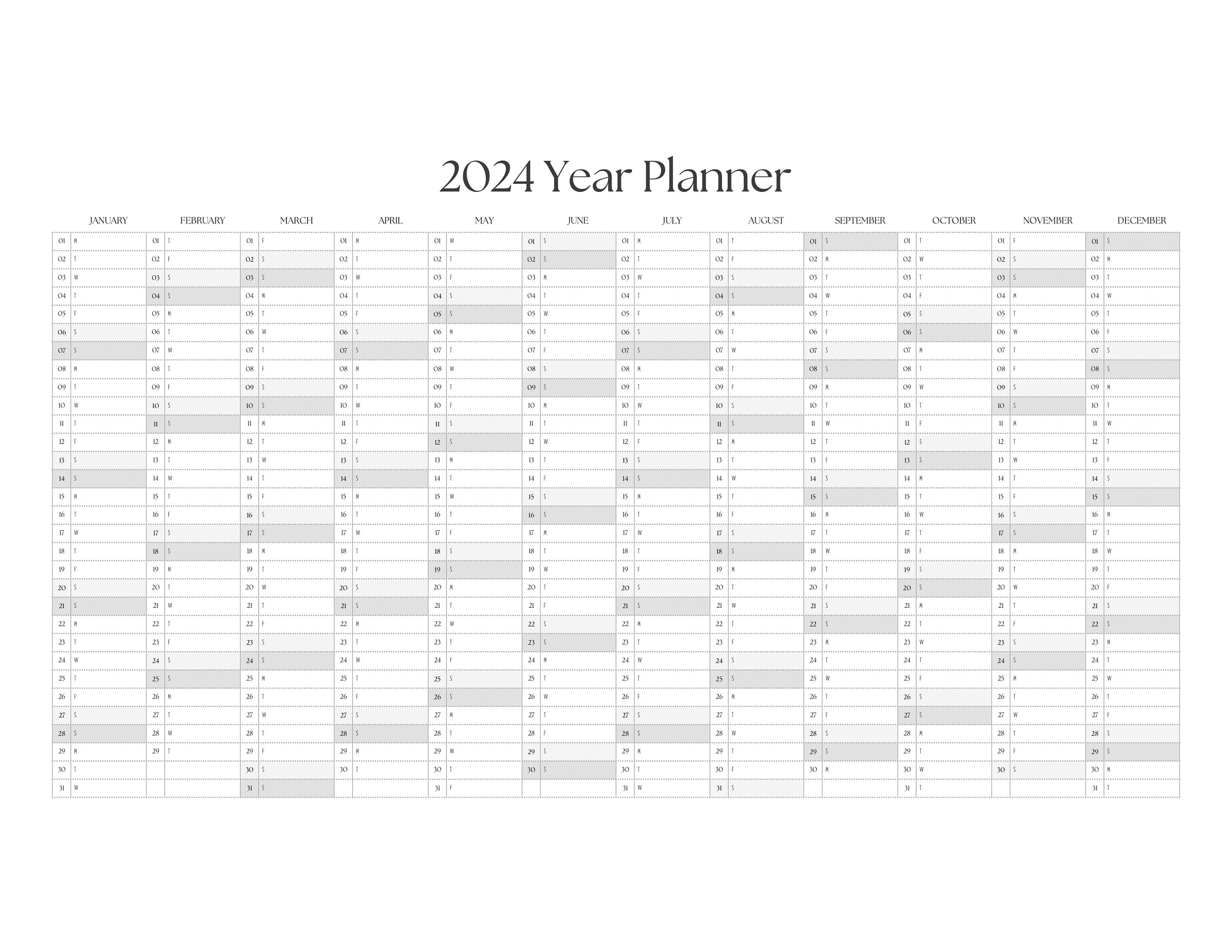 2024 Black and White Calendar/year Planner - Etsy