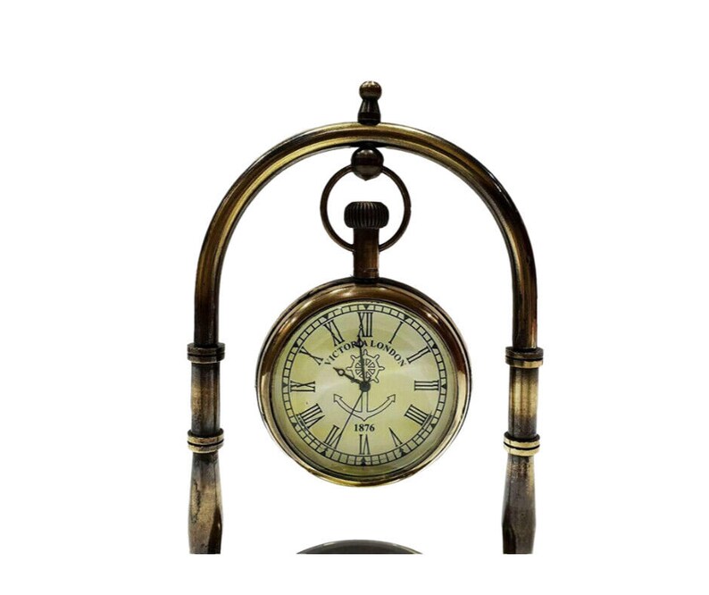 Brass Desk Clock With Working Compass, Birthday Gifts, Fathers Day ...