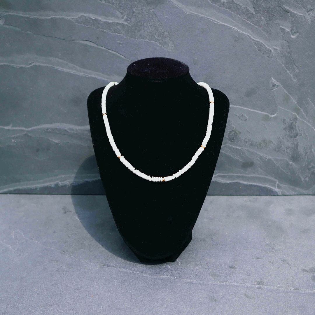 White & Gold Puka Shell Necklace - Etsy