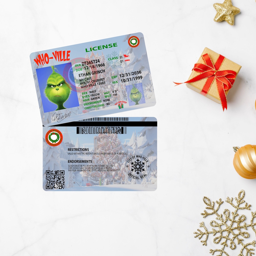 Grinch Drivers License - Etsy