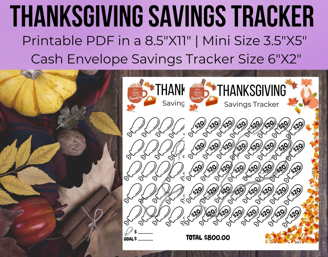 Thanksgiving Savings Challenge Thanksgiving Savings Tracker - Etsy