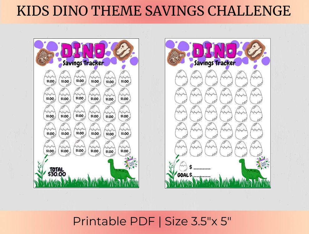 Kids Savings Challenge Printable Kids Savings Tracker Printable Kids ...