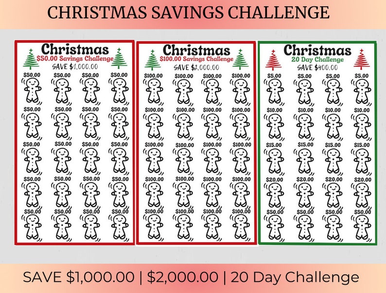 Christmas Savings Challenge Printable | Christmas Savings | Christmas ...