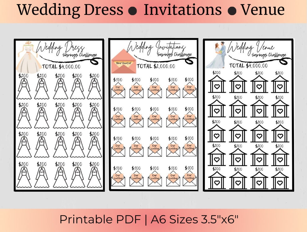 Wedding Savings Challenge Wedding Savings Tracker Printable Wedding ...
