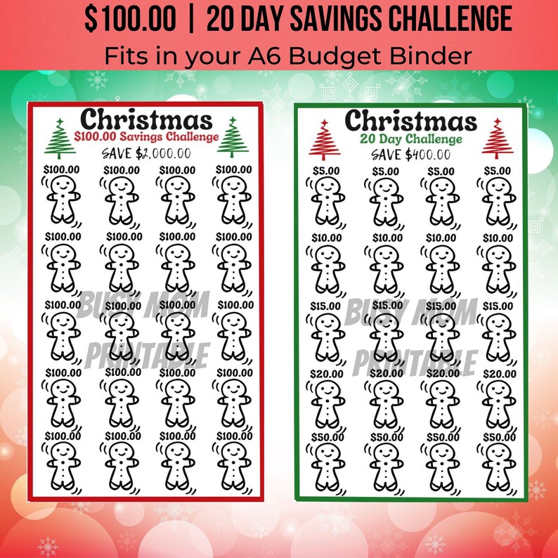 Christmas Savings Challenge Printable Christmas Savings Christmas ...
