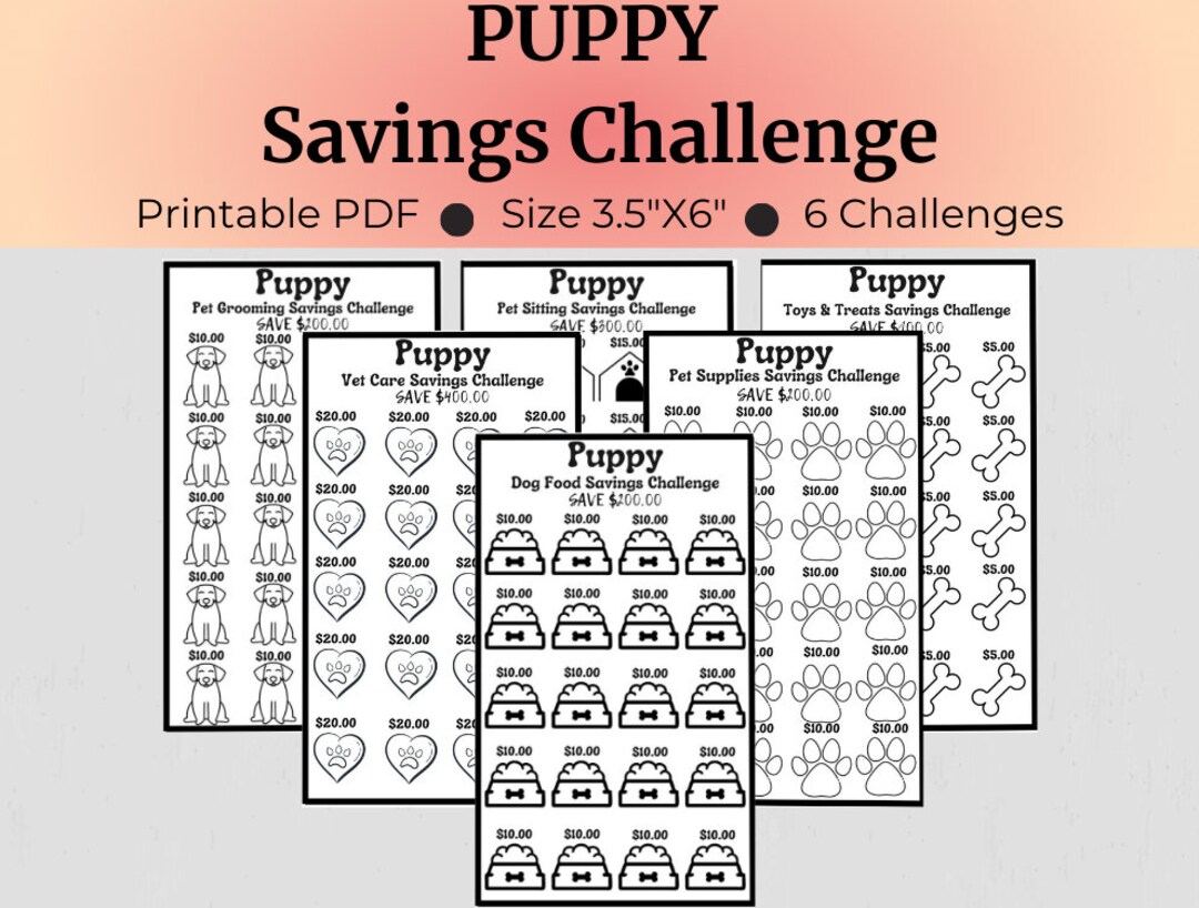 Puppy Savings Challenge | Puppy Savings Tracker | Pet Care Savings ...