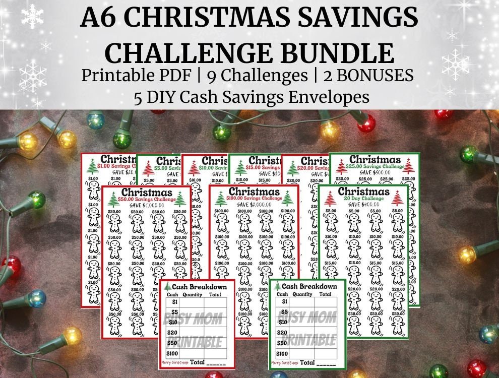 Christmas Savings Challenge Printable Christmas Savings Christmas ...