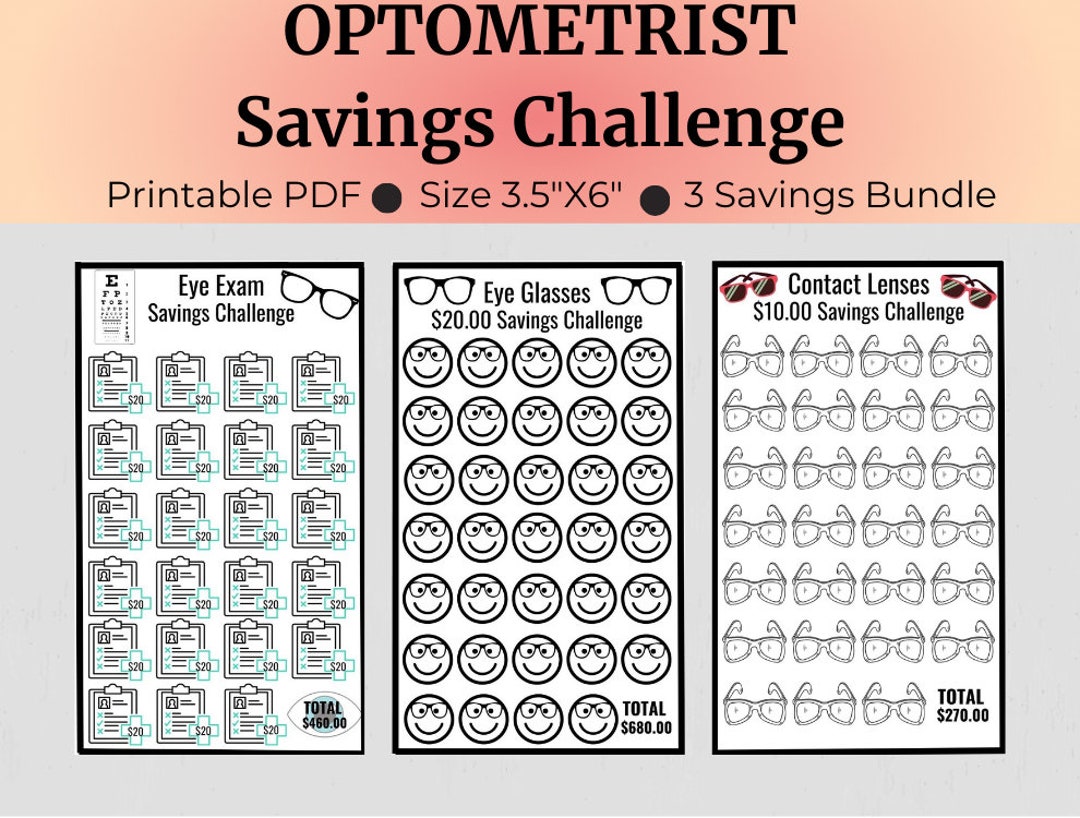 Optometry Savings Challenge Coloring Savings Optometry Sinking Fund ...