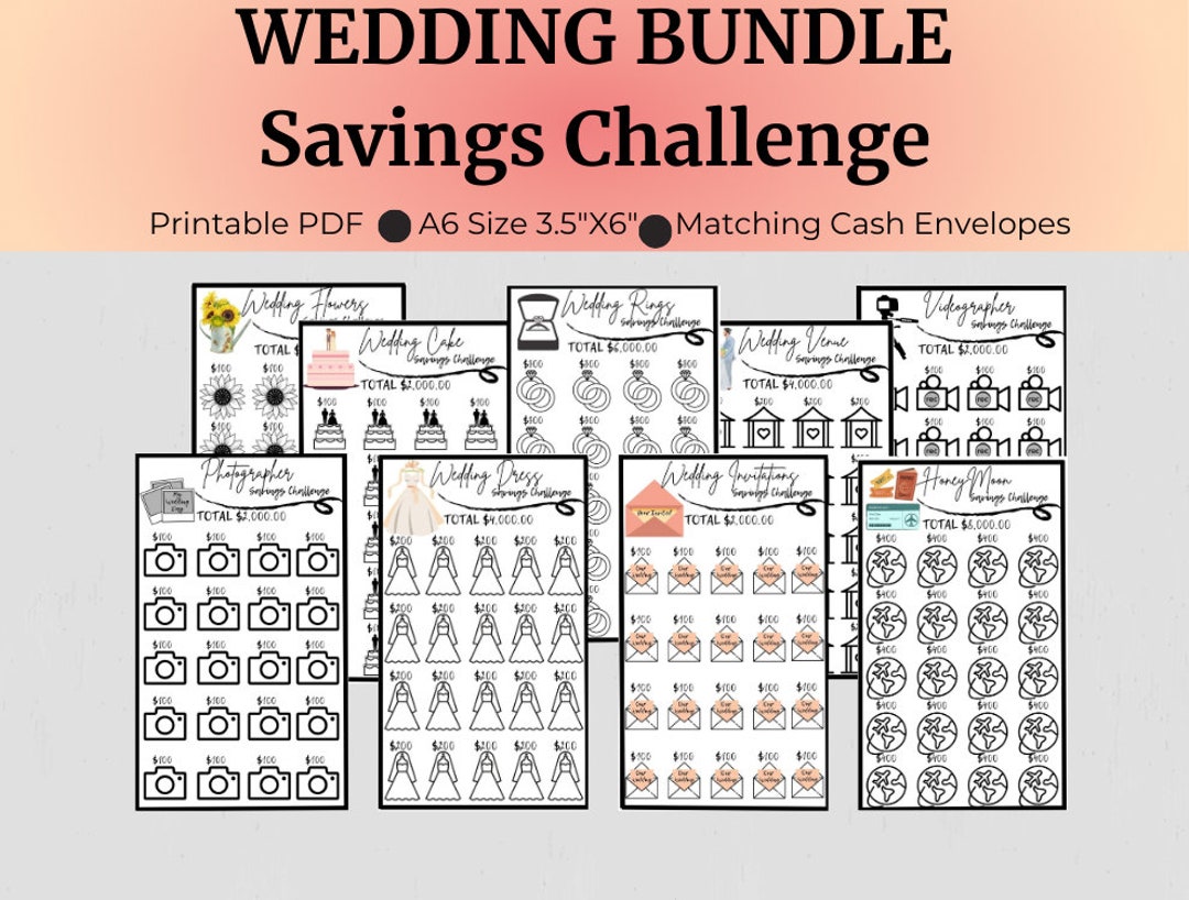 Wedding Savings Challenge Wedding Savings Tracker Printable Wedding ...