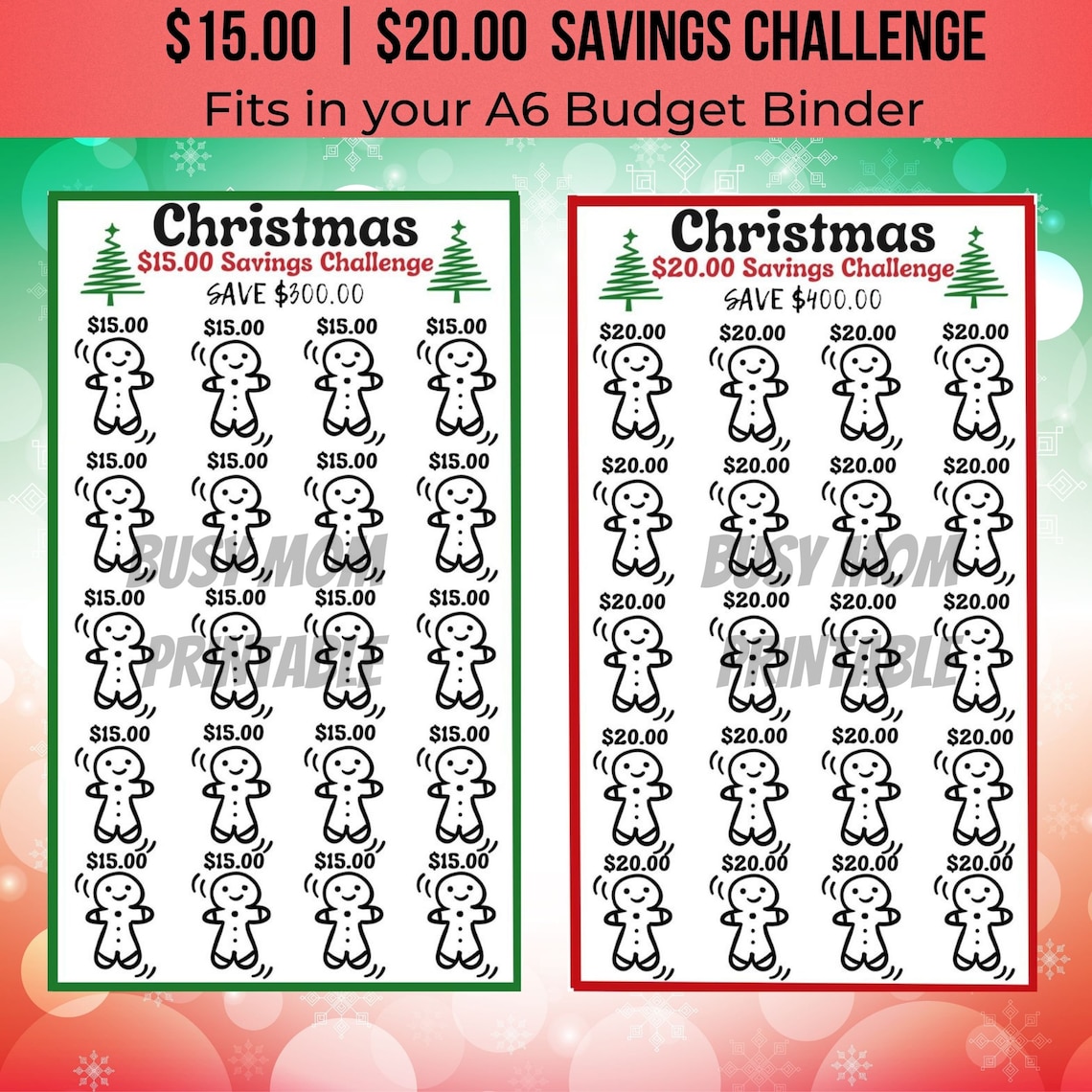 Christmas Savings Challenge Printable Christmas Savings Christmas ...