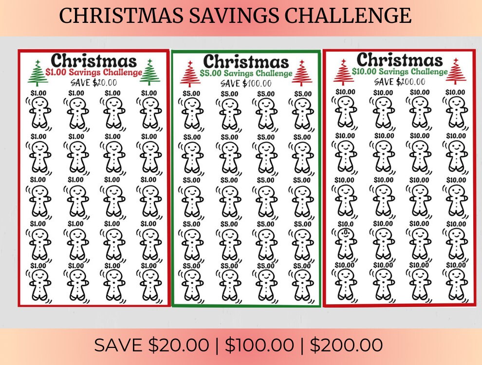 Christmas Savings Challenge Printable Christmas Savings Christmas ...