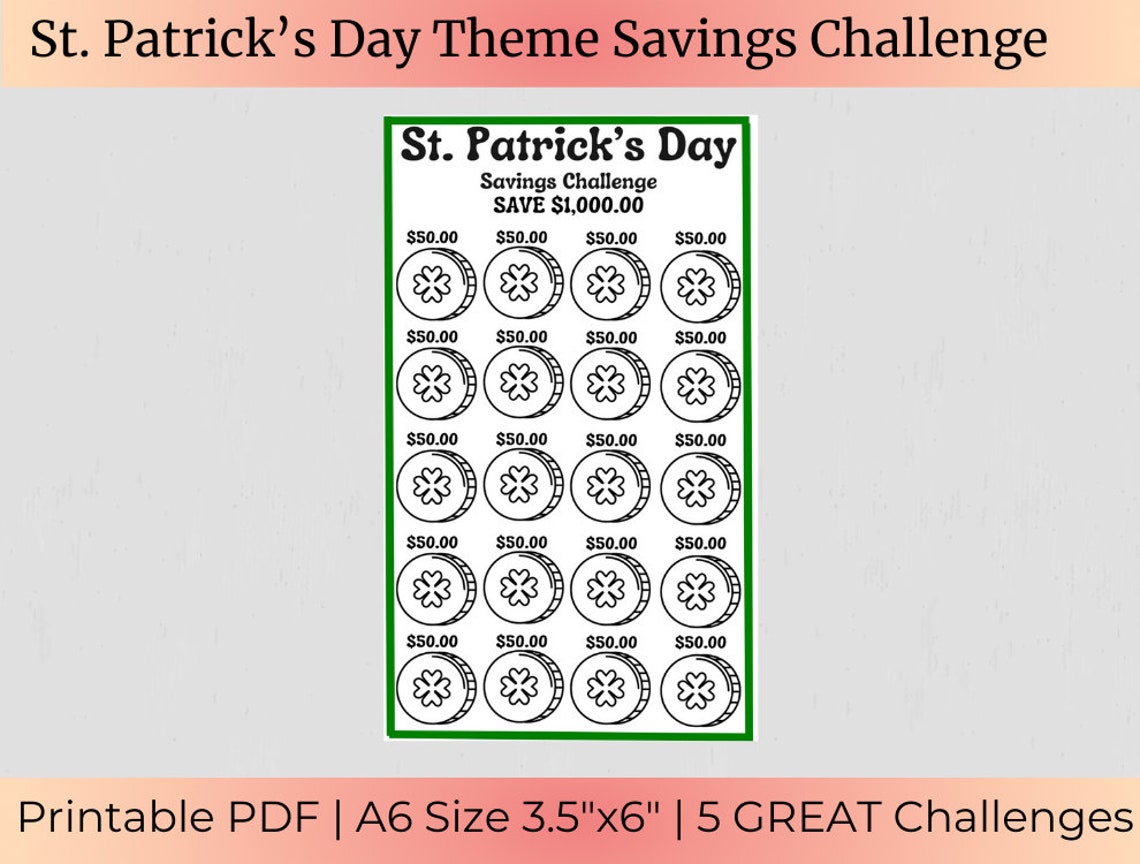 St Patricks Day Savings Challenge Savings Challenge Printable Money ...