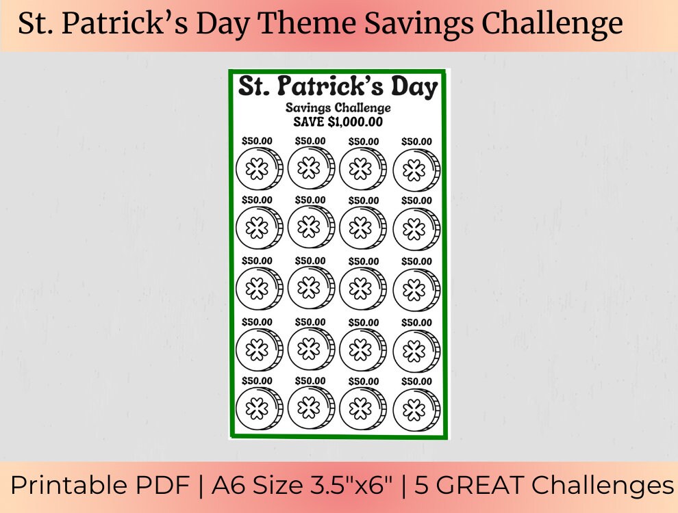 St Patricks Day Savings Challenge Savings Challenge Printable Money ...