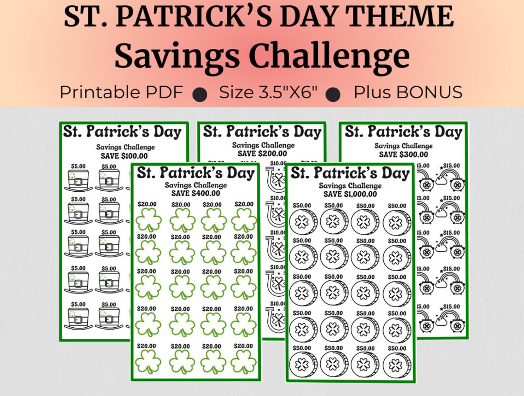 St Patricks Day Savings Challenge | Savings Challenge Printable | Money ...