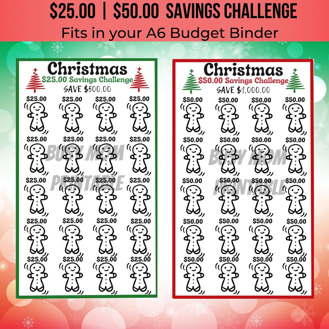 Christmas Savings Challenge Printable Christmas Savings Christmas ...