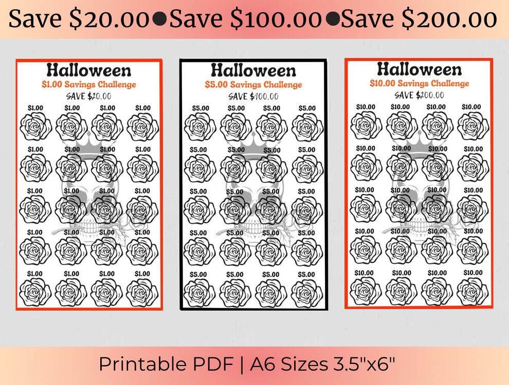 Halloween Savings Challenge Halloween Savings Tracker Printable Savings ...