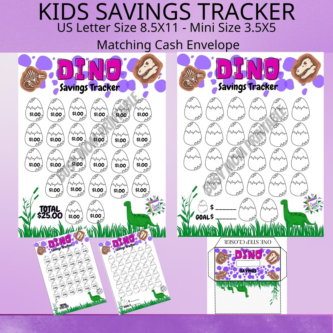 Kids Savings Challenge Printable Kids Savings Tracker Money - Etsy