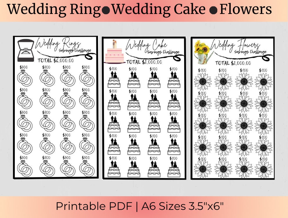 Wedding Savings Challenge Wedding Savings Tracker Printable Wedding ...