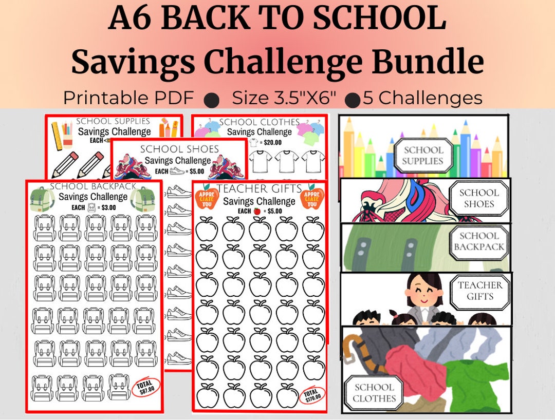 Back to School Savings Challenge School Supplies Savings Tracker ...