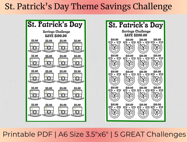 St Patricks Day Savings Challenge Savings Challenge Printable Money ...