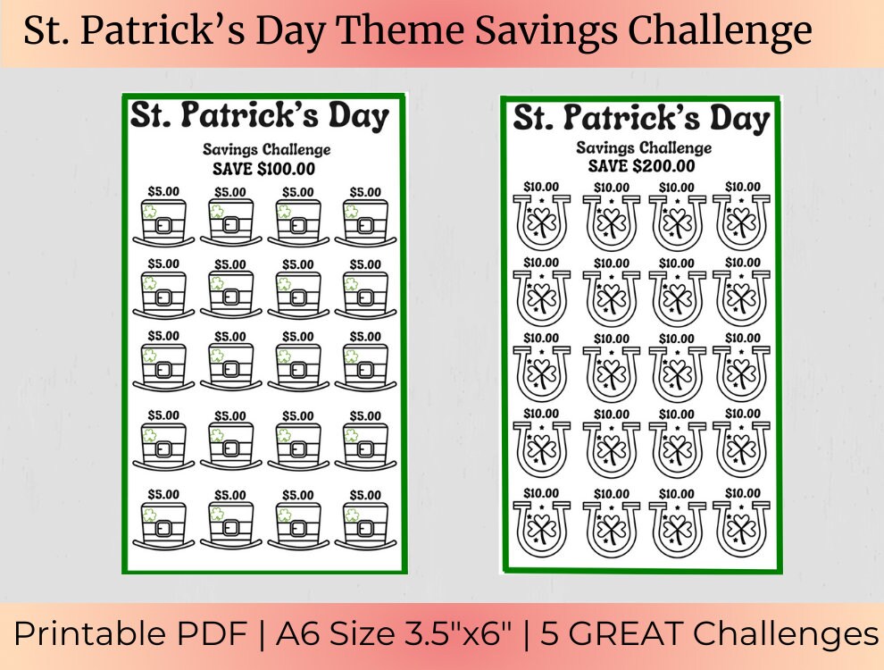 St Patricks Day Savings Challenge Savings Challenge Printable Money ...
