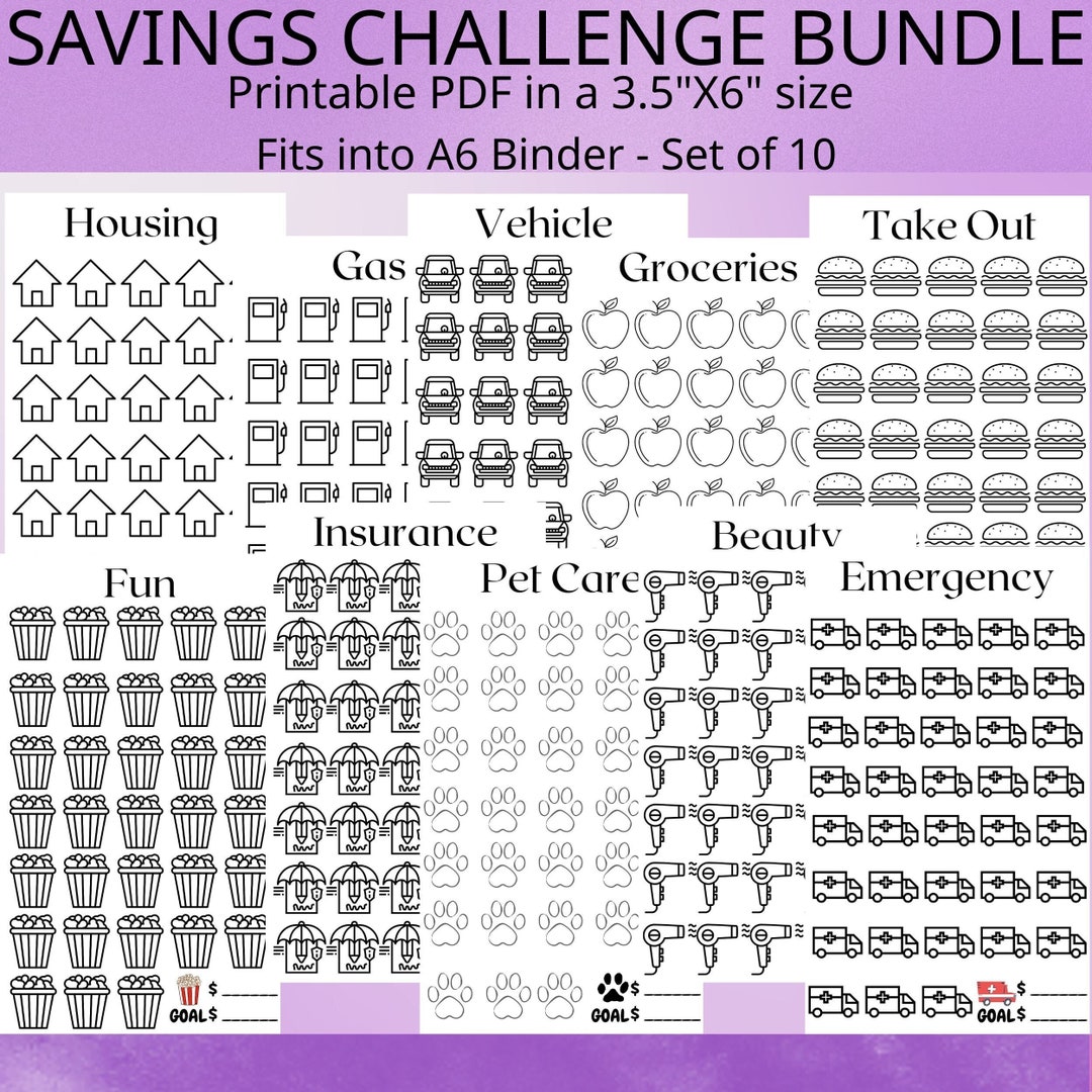 Savings Challenge Printable Savings Challenge Bundle Mini - Etsy