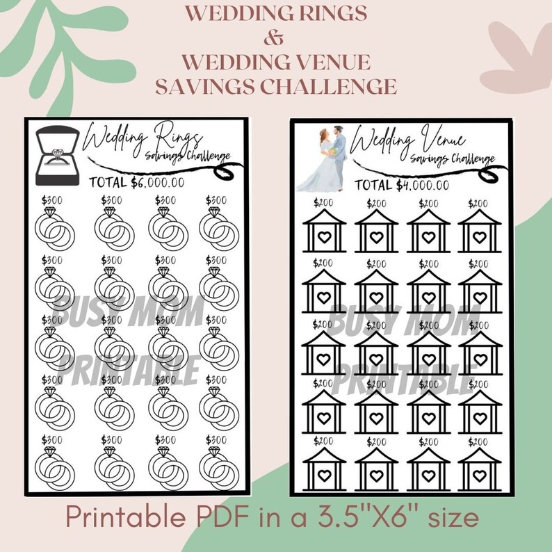 Wedding Savings Challenge Wedding Savings Tracker Printable - Etsy