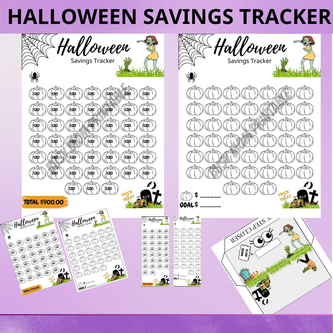 Halloween Savings Challenge Halloween Savings Tracker Holiday - Etsy