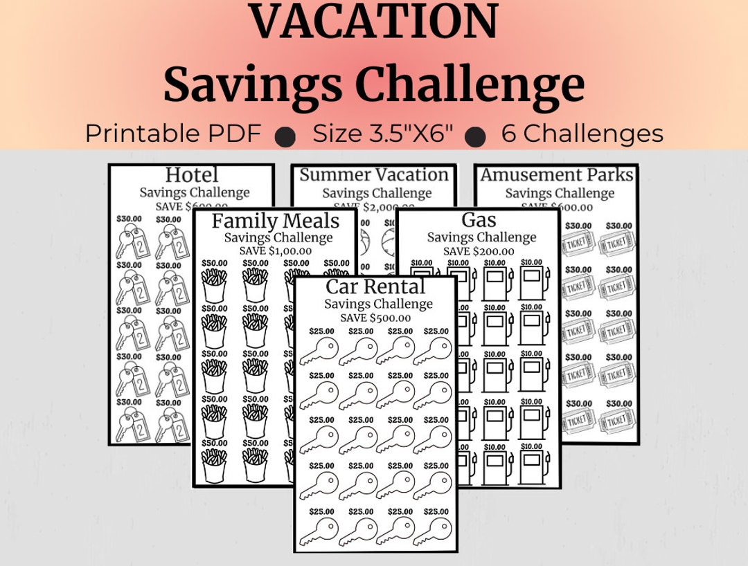Budgeting Vacation Savings Challenge A6 Fun Family Tracker Road Trip ...