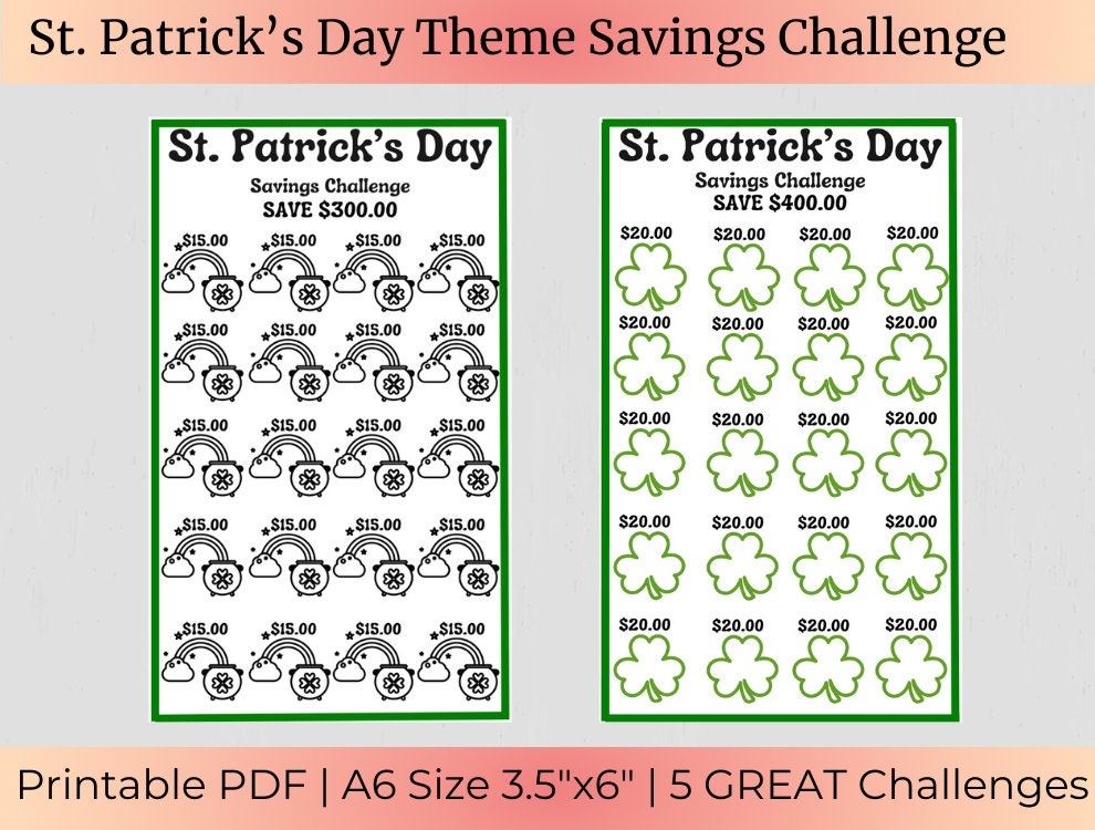 St Patricks Day Savings Challenge Savings Challenge Printable Money ...